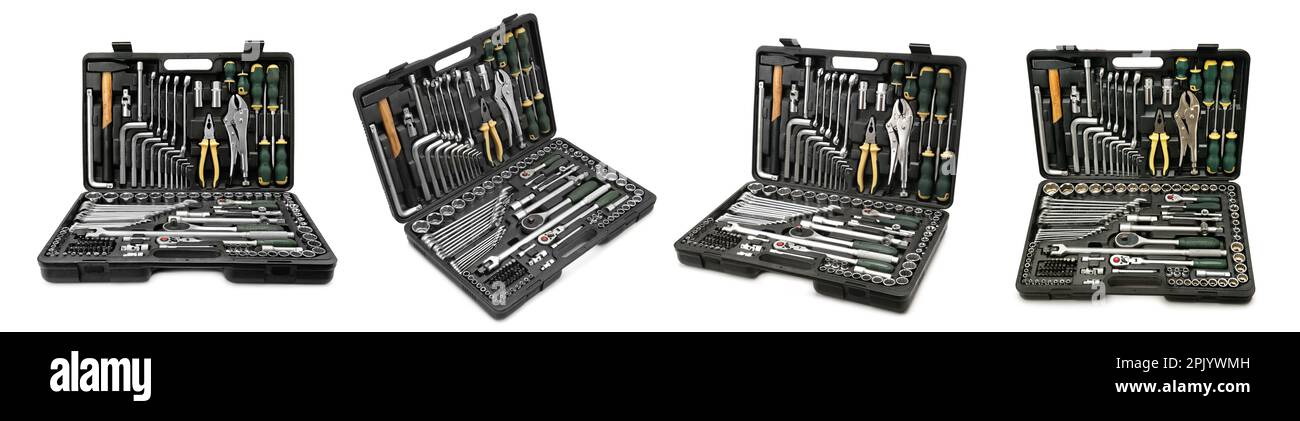 Large set tools from different angles isolated on white background ...