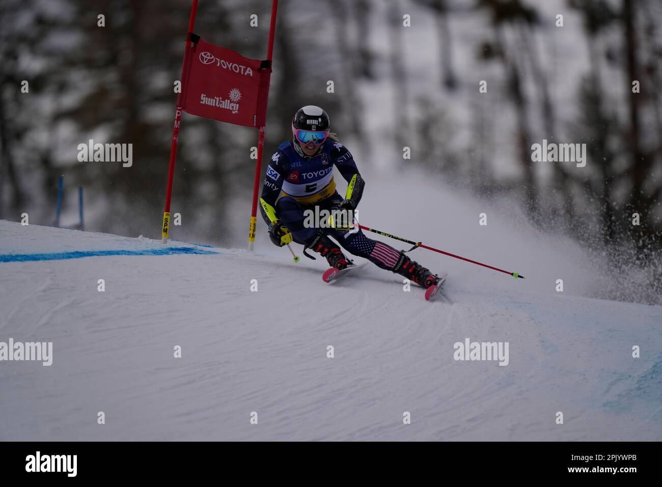 Paula Moltzan competes in the women's giant slalom ski race during the ...