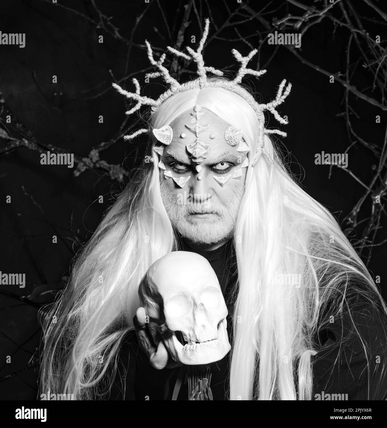 Monster with sharp thorns and warts on face. Magic and fairy tale ...