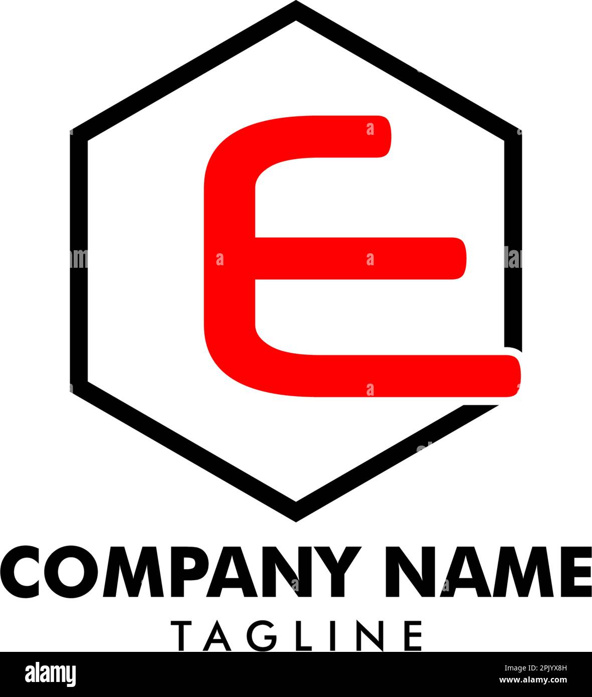 Initial letter E hexagon shape logo design template Stock Vector Image ...