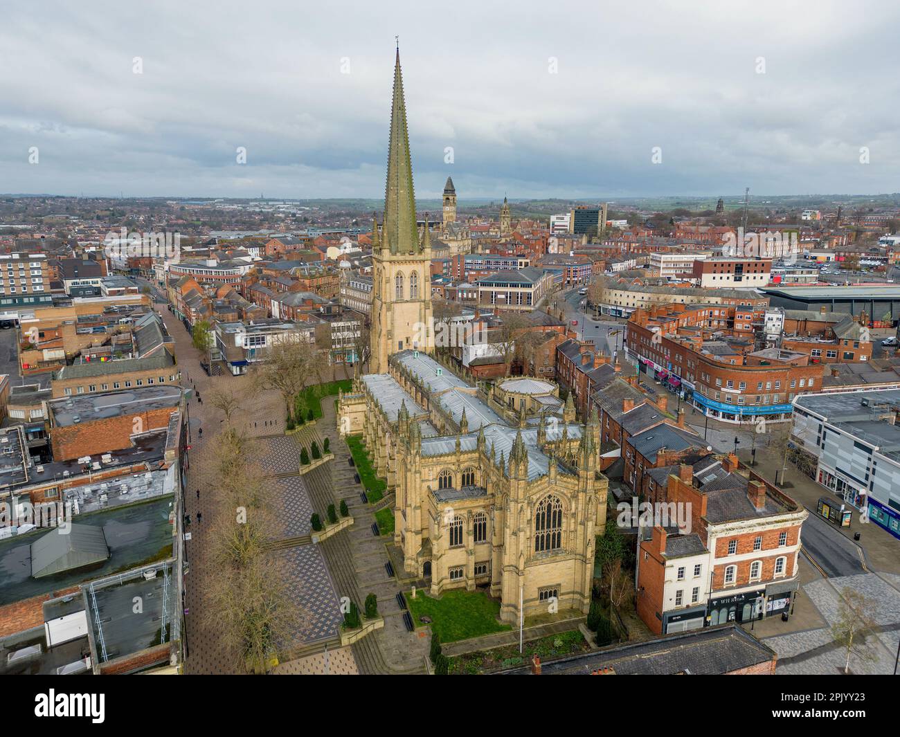 Wakefield city centre. Aerial view of the West Yorkshire city ...