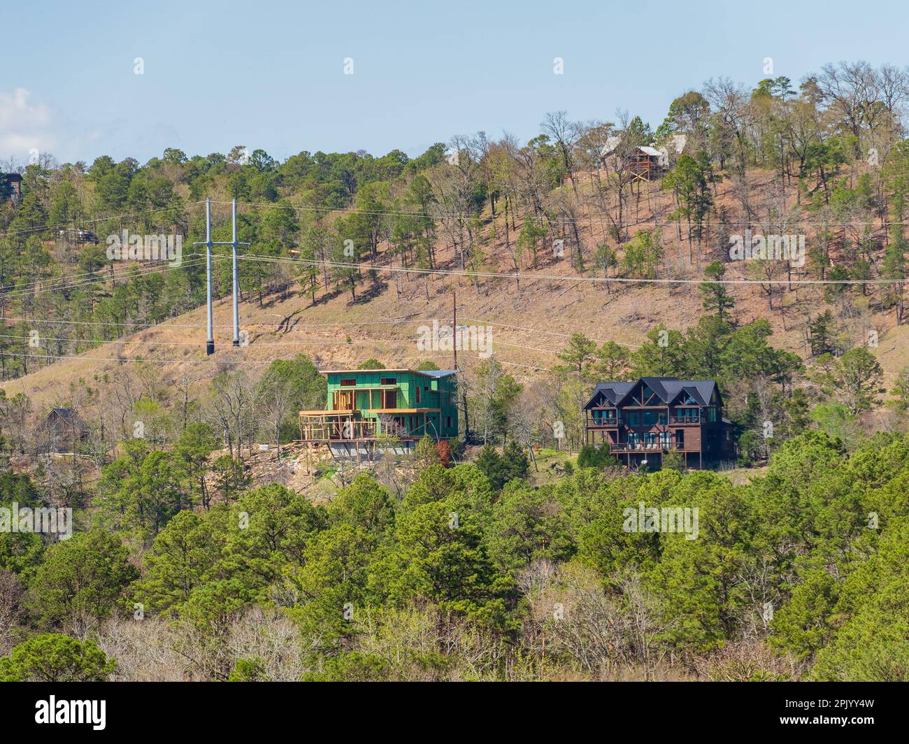 Sunny view of the landscape of Cedar Bluff Trail in Beavers Bend State ...