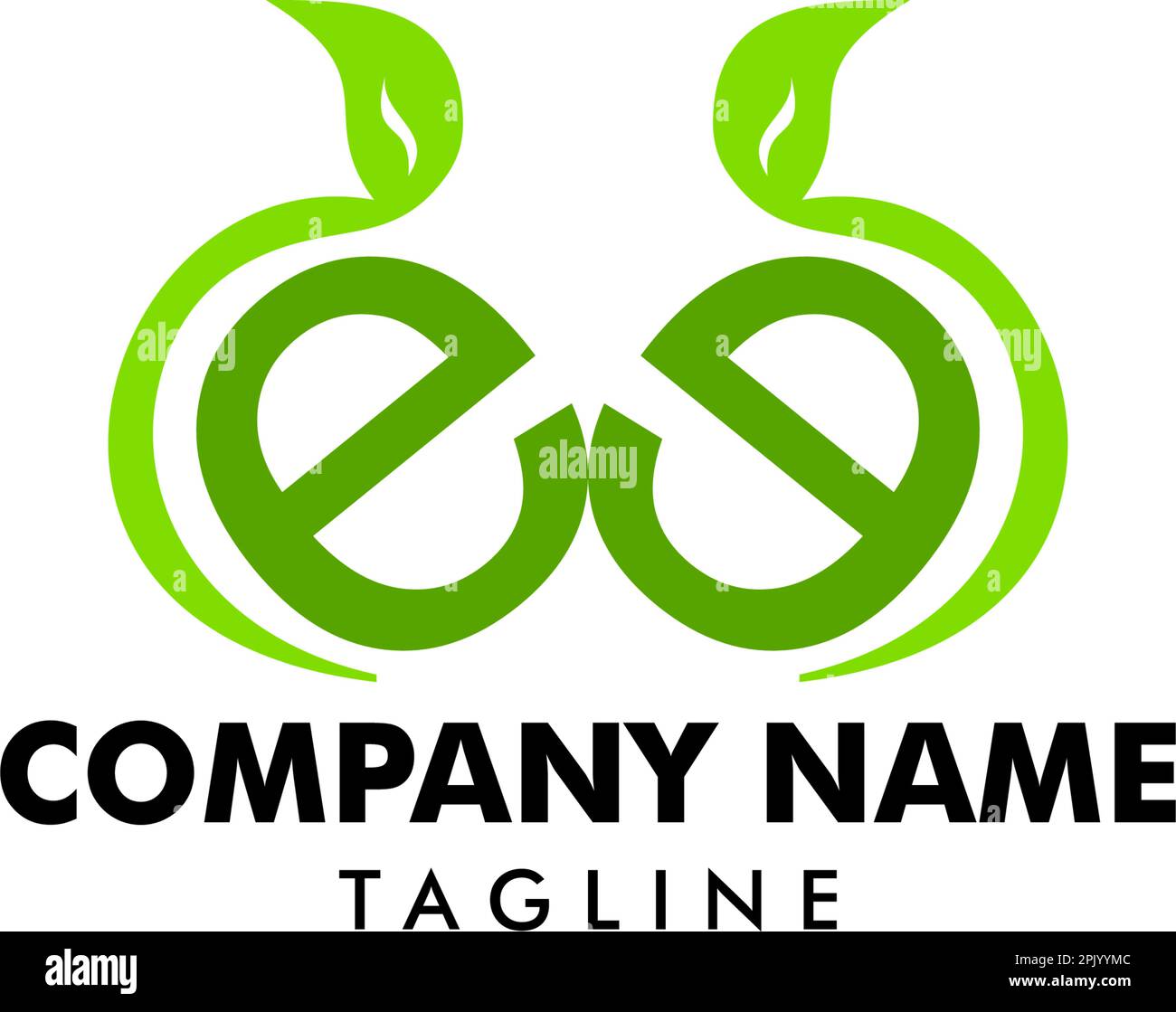 Initial EE Letter Abstract Green Leaf Logo Design Stock Vector Image ...