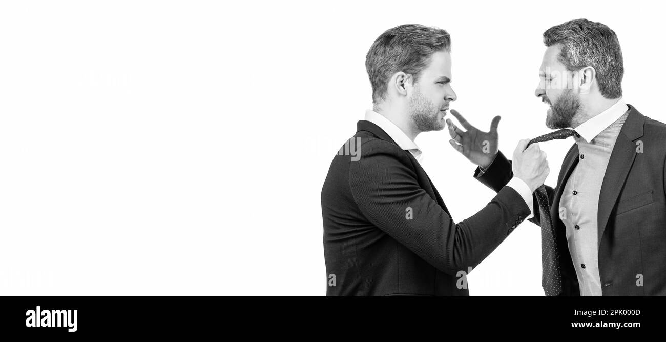 Man face portrait, banner with copy space. businessmen arguing having ...