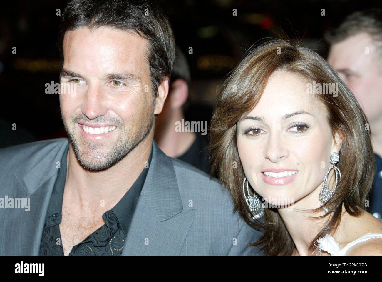 Tennis player Pat Rafter and guest at the Australian premiere of Bourne ...