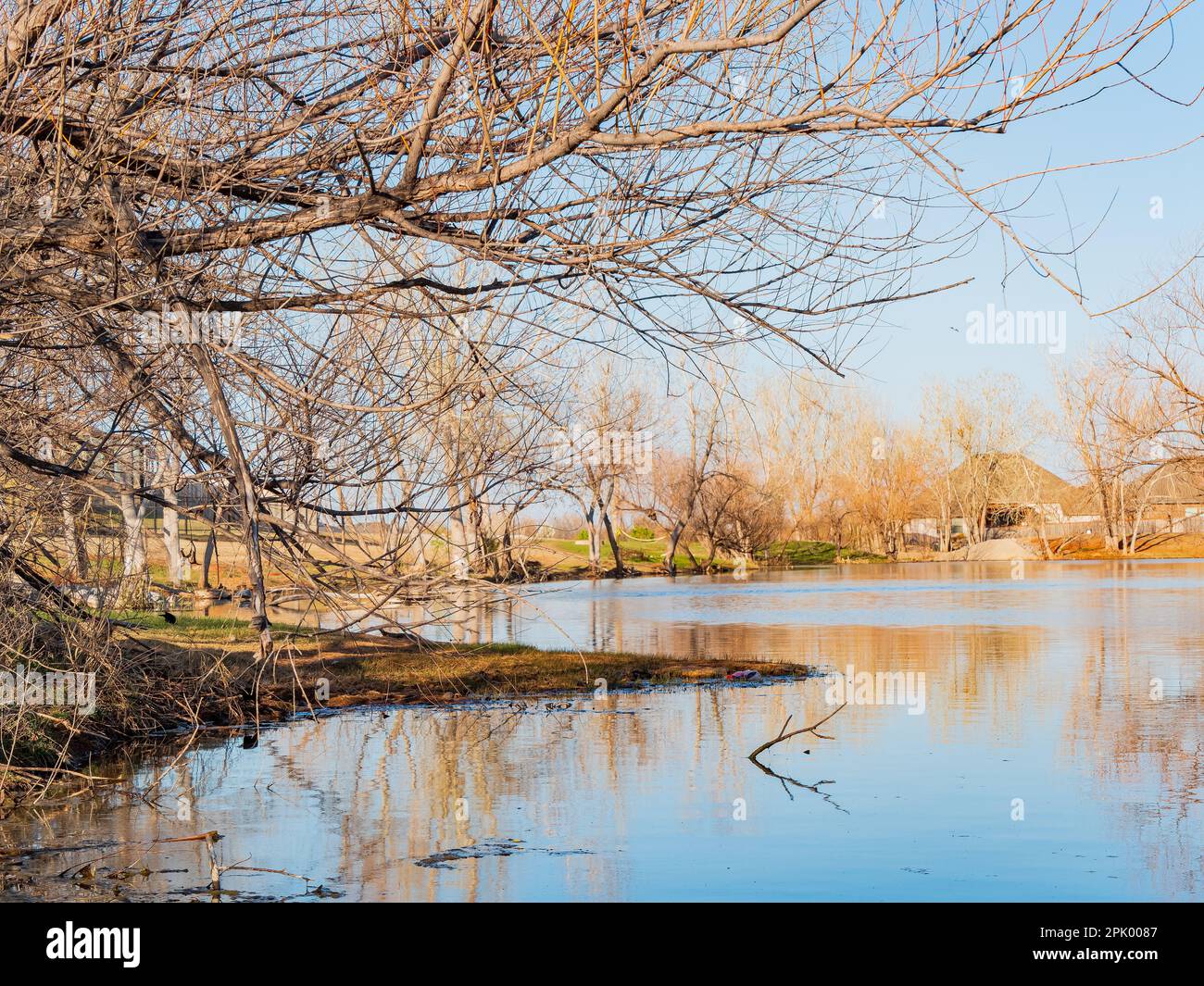 Sunny view of the landscape of community park at Edmond, Oklahoma Stock ...