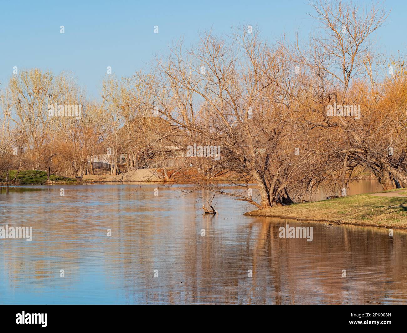 Sunny view of the landscape of community park at Edmond, Oklahoma Stock ...