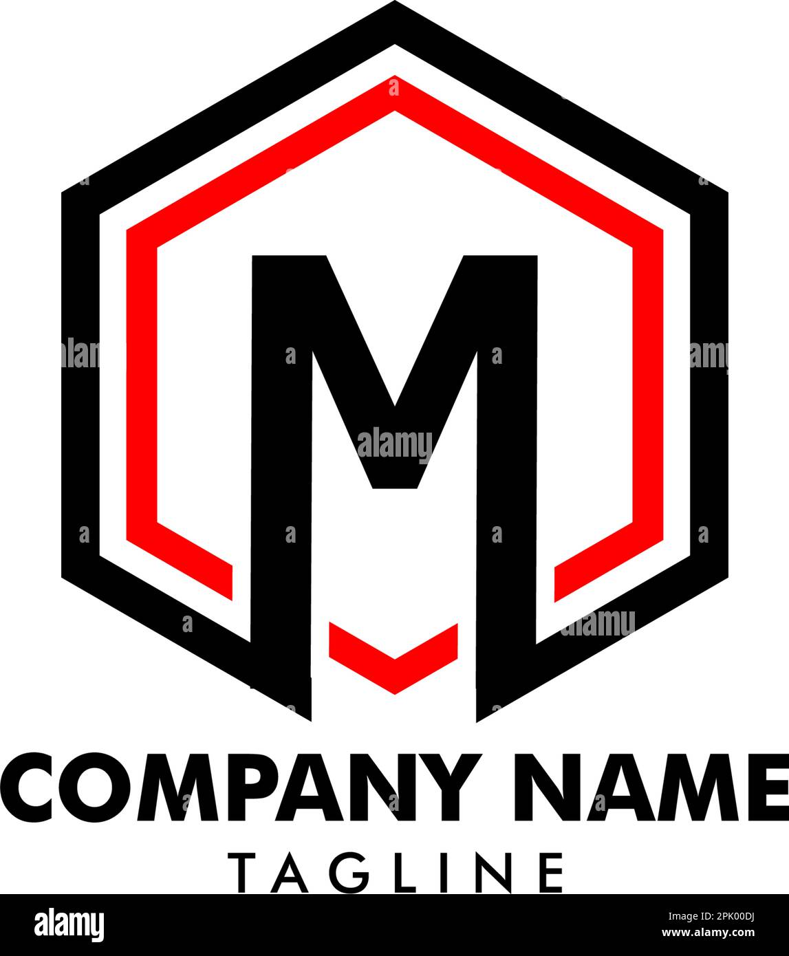 Hexagonal letter M geometric logo design template Stock Vector Image ...