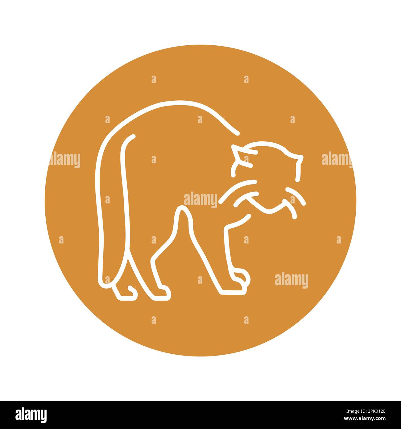 Standing angry cat color line icon. Pictogram for web page, mobile app ...