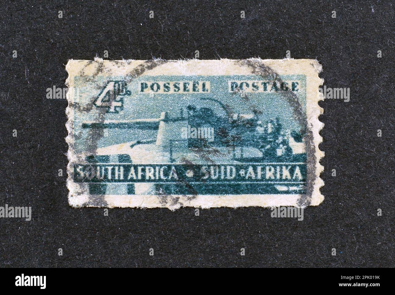 Cancelled postage stamp printed by South Africa, that shows Heavy Gun ...