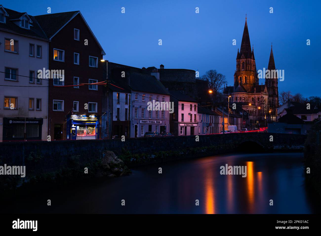Urban cityscape of cork city and river lee in Ireland europe. Fin barre ...