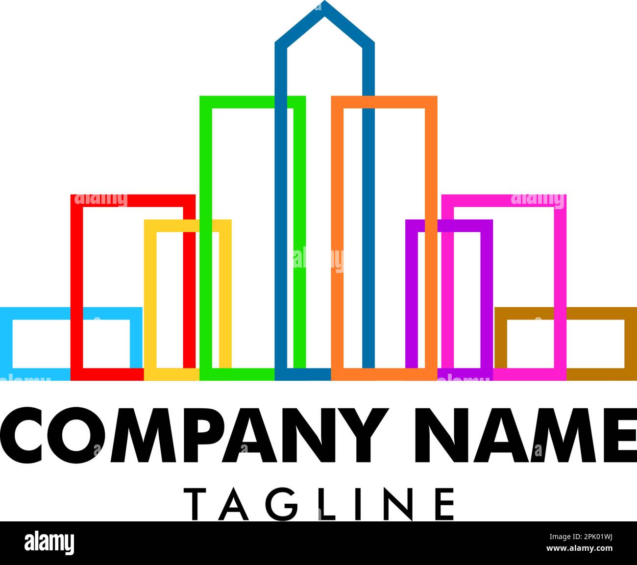 Colorful abstract line building logo Stock Vector Image & Art - Alamy