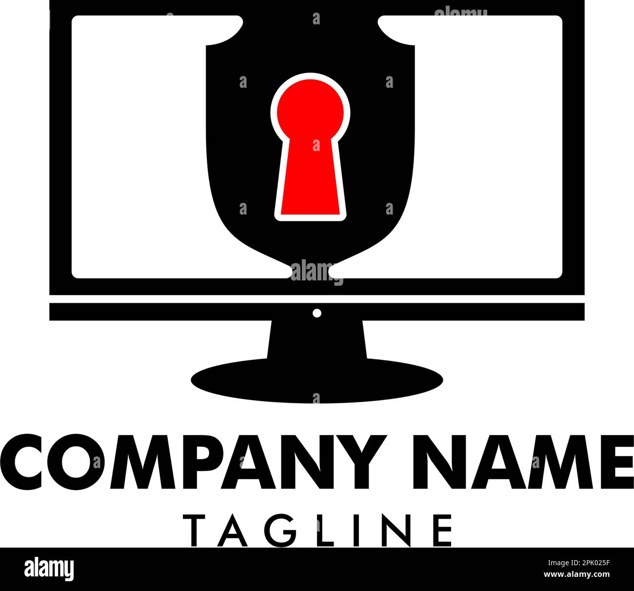 Computer security logo, Key symbol on monitor screen Stock Vector Image ...