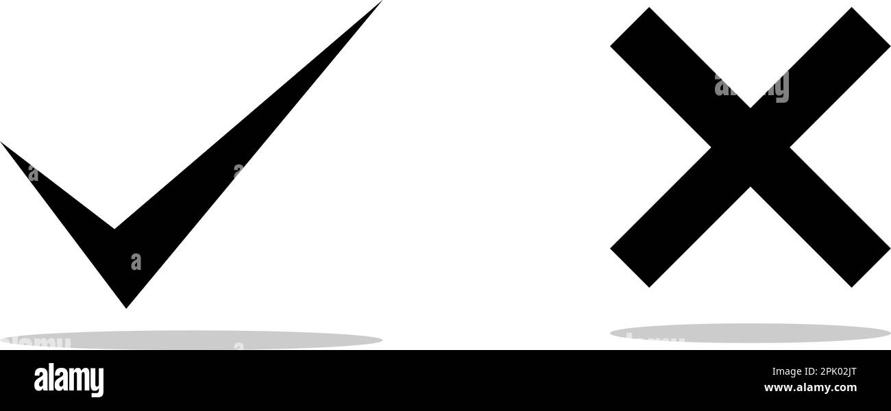 Checkmark cross icons Black and White Stock Photos & Images - Alamy