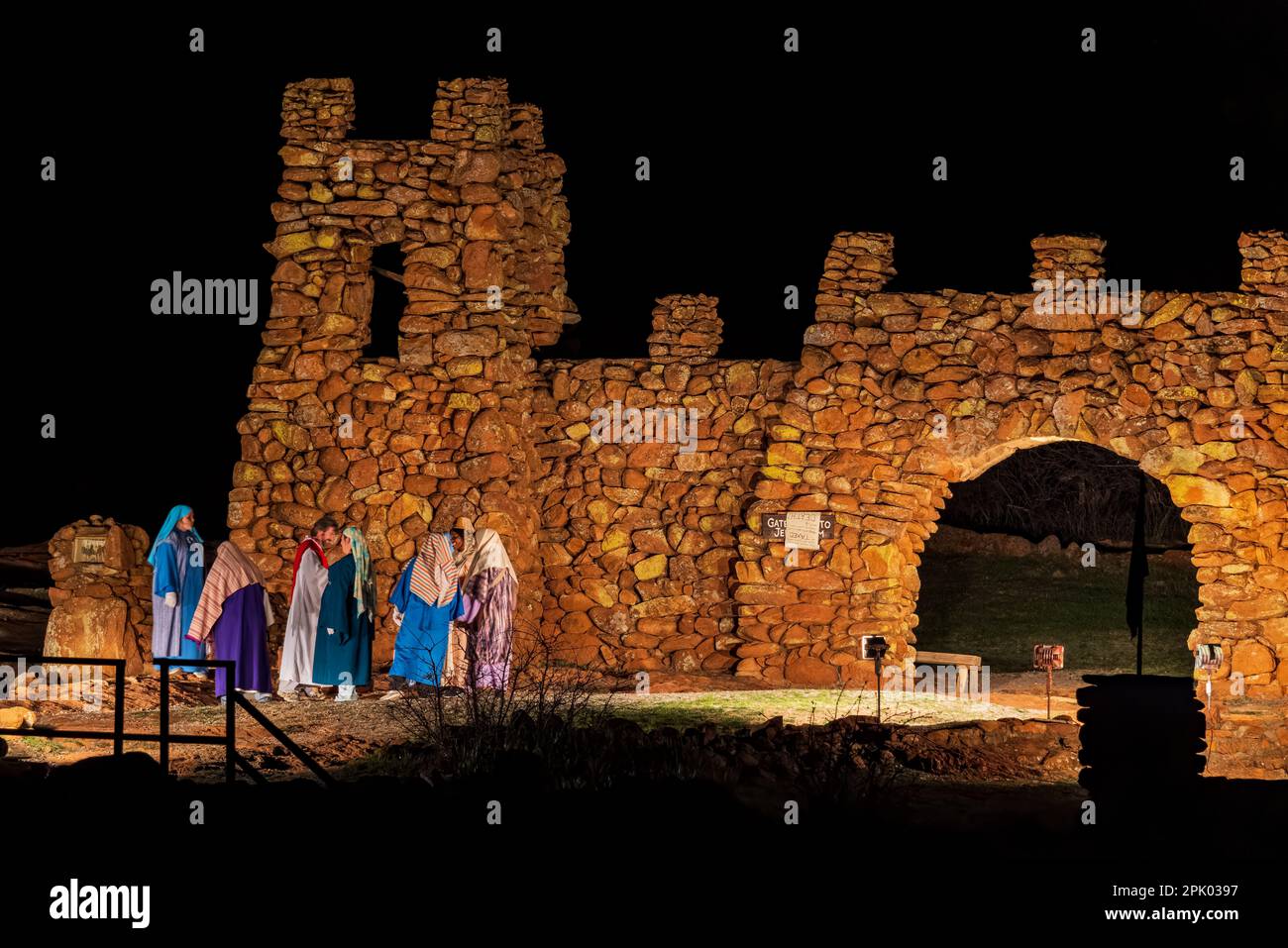 Oklahoma, APR 1 2023 - Night view of the easter Pageant in the Holy ...