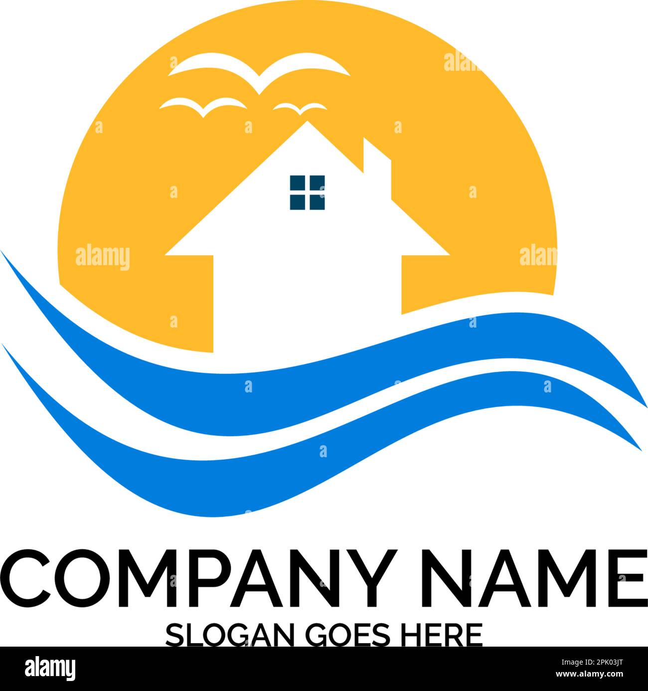 Beach house logo design template Stock Vector Image & Art - Alamy