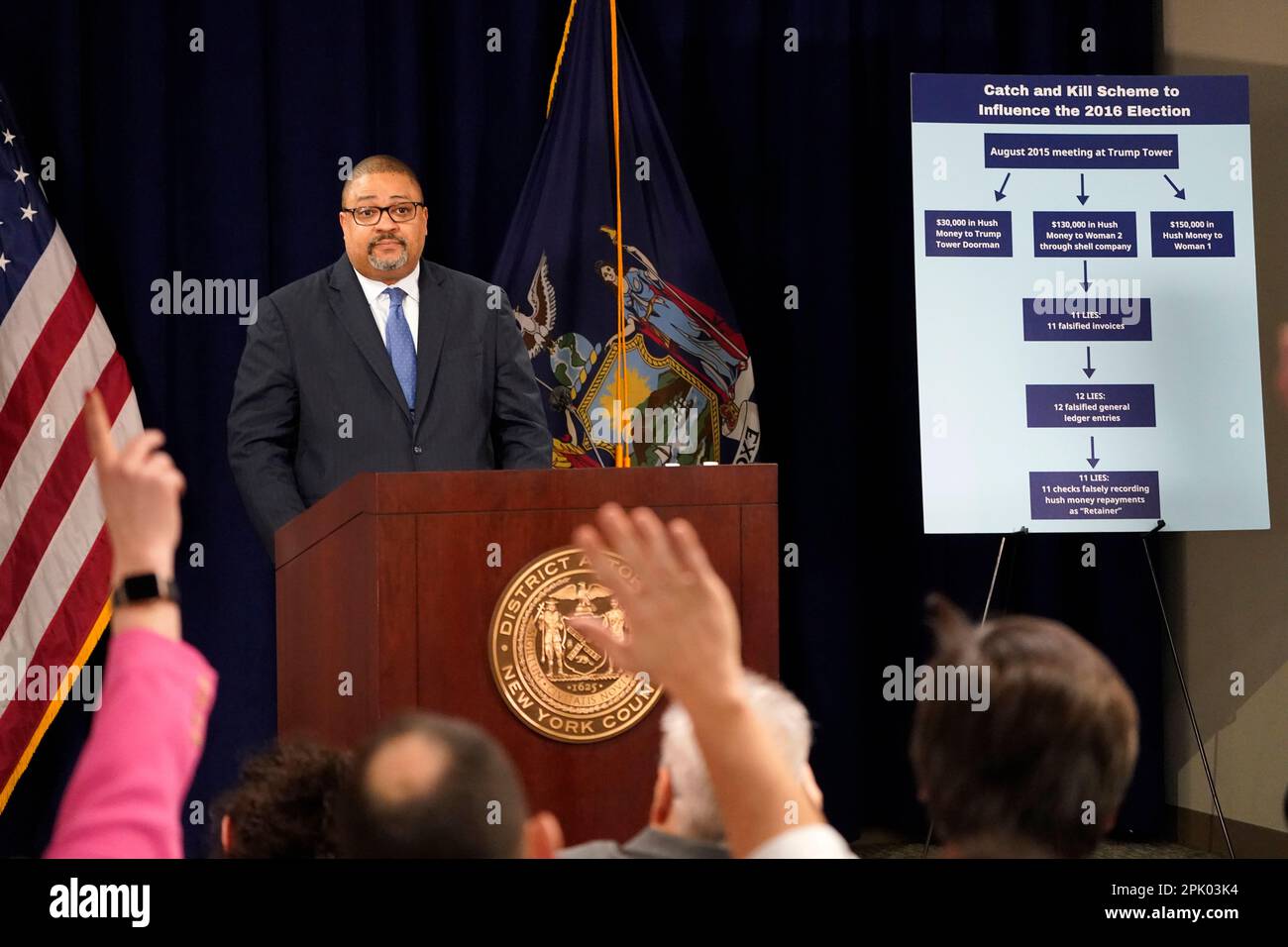 Manhattan District Attorney Alvin Bragg speaks at a press conference ...