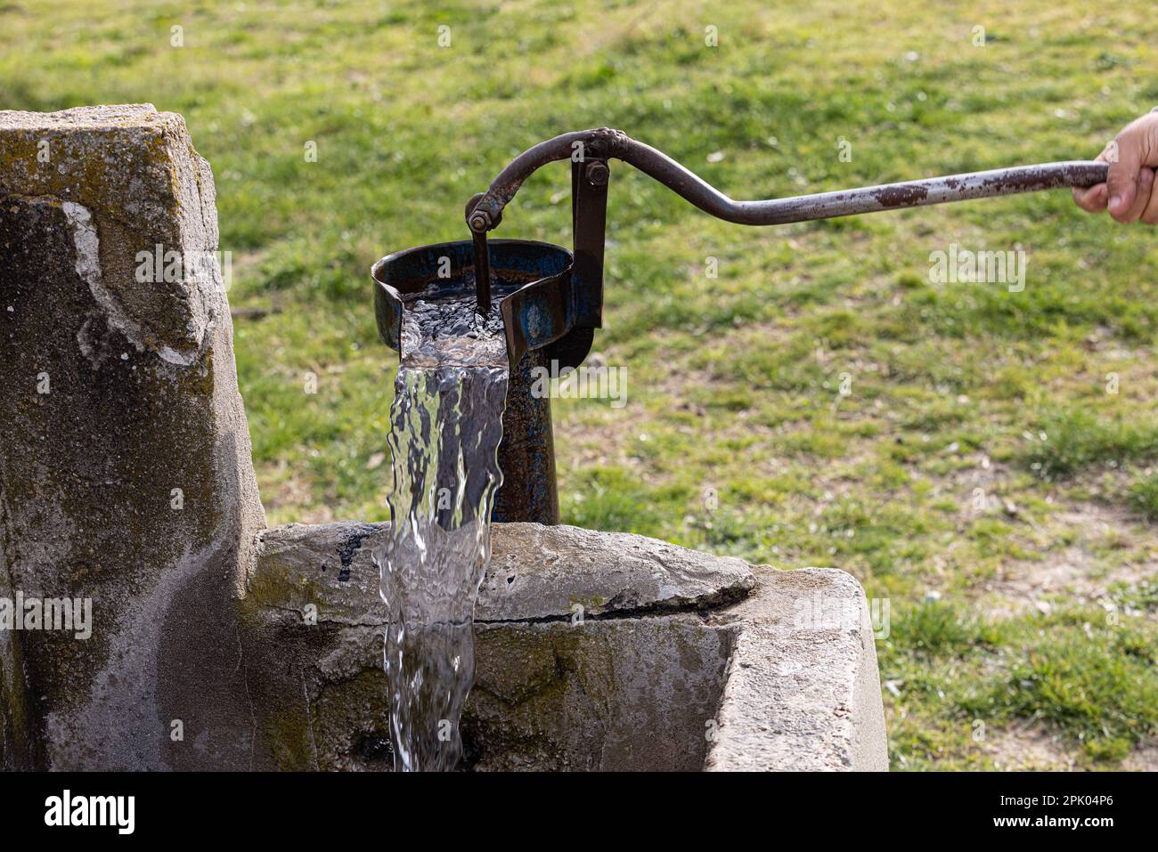 Old pump used to extract water from the field in Turkey. Retro well ...