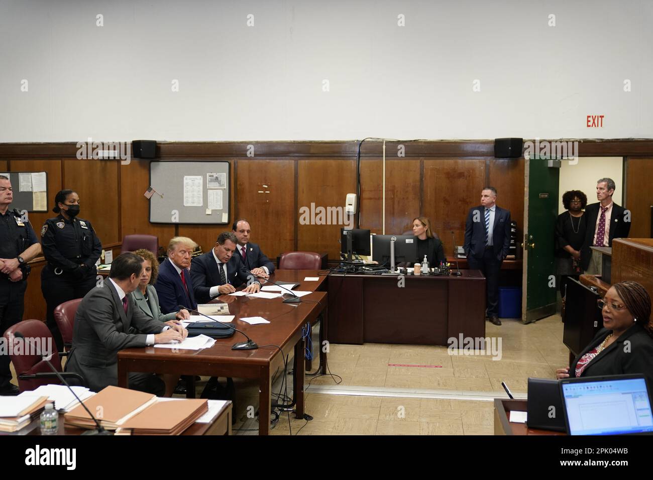 Former President Donald Trump appears in court for his arraignment ...