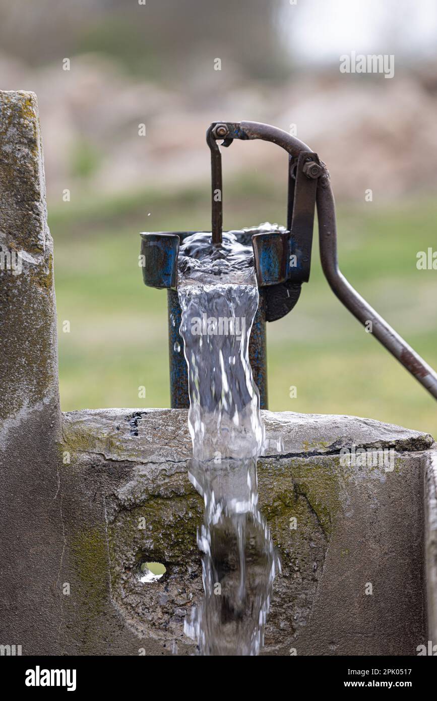 Old pump used to extract water from the field in Turkey. Retro well ...