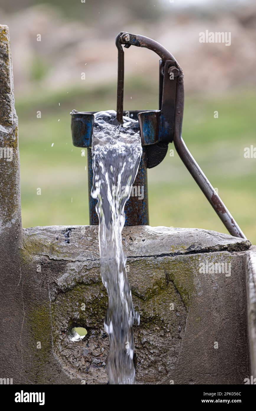 Old pump used to extract water from the field in Turkey. Retro well ...