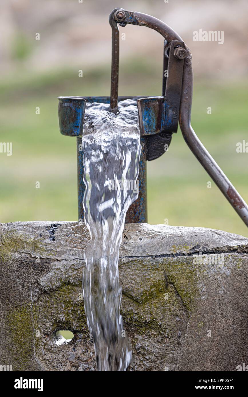 Old pump used to extract water from the field in Turkey. Retro well ...