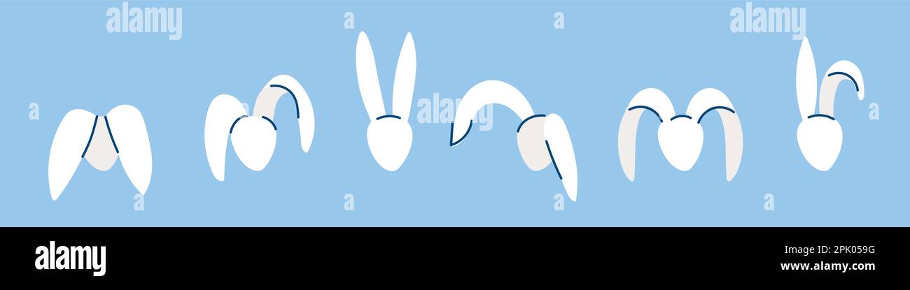 White bunnies set. Rabbit animal heads. Faceless. Happy Easter. Vector ...