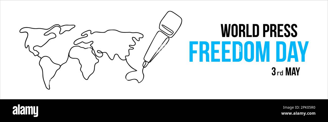 Illustration of microphone and world map for World Press Freedom Day in ...