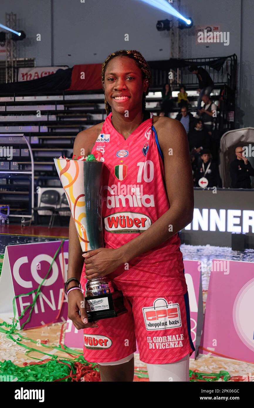 Rhyne Howard of Famila Wuber Schio (R) the MVP during the Women's Final ...