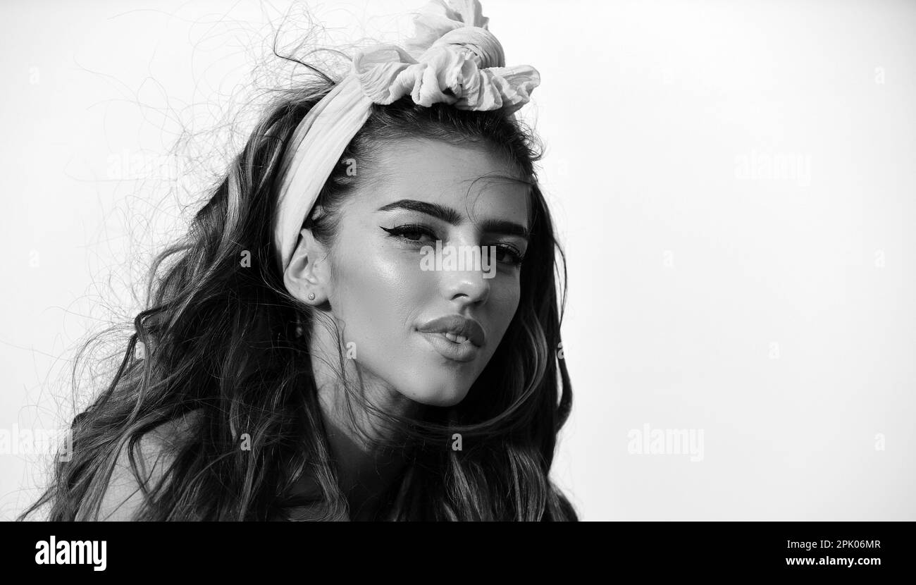 Spring design with beautiful woman face for banner or website header ...