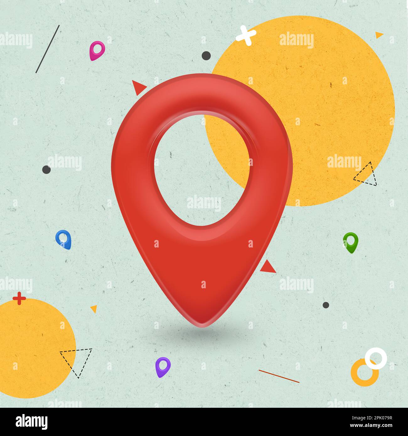 Artwork of location symbol element isolated on painting background ...