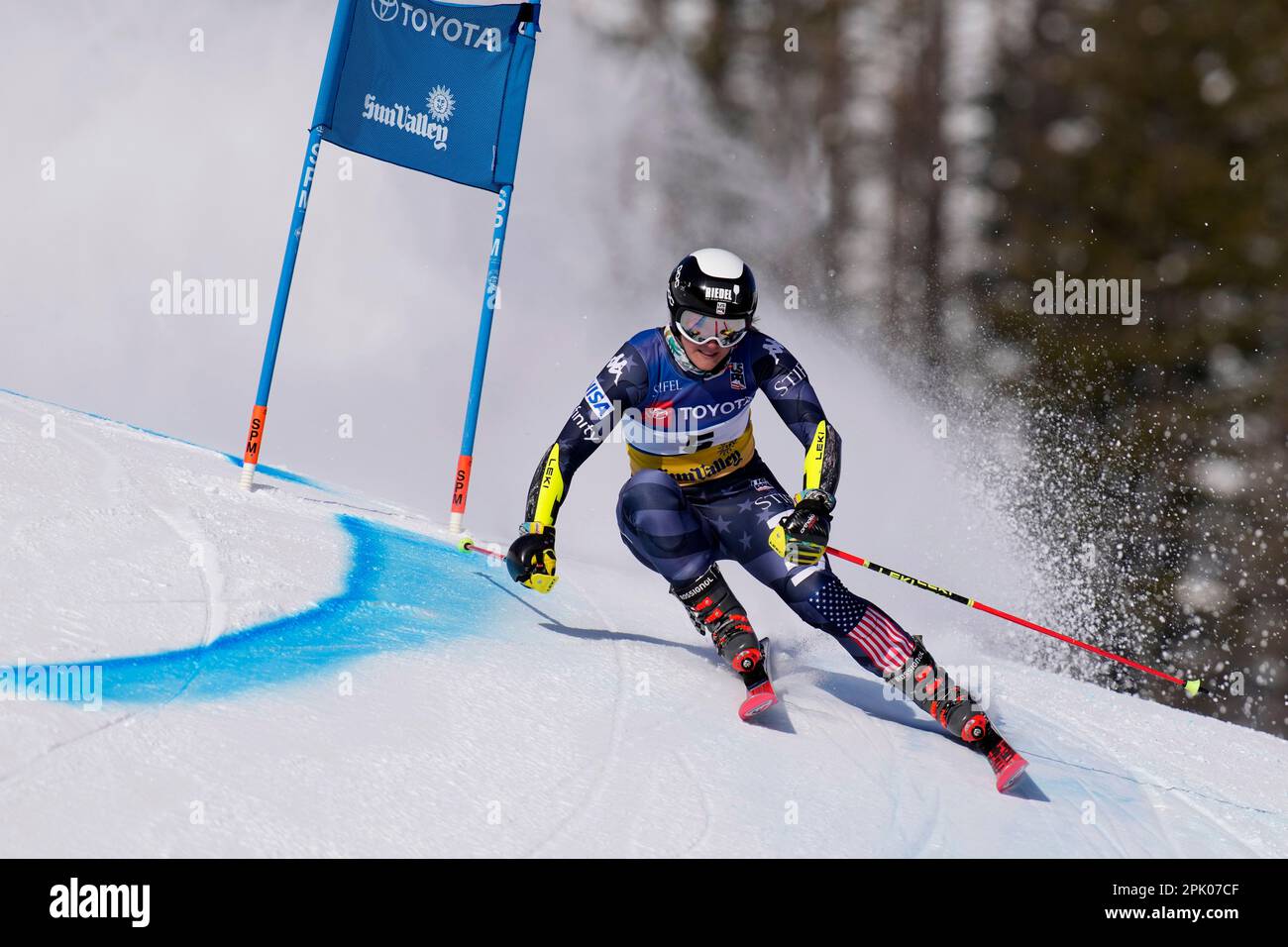 Paula Moltzan competes in the women's giant slalom ski race during the ...
