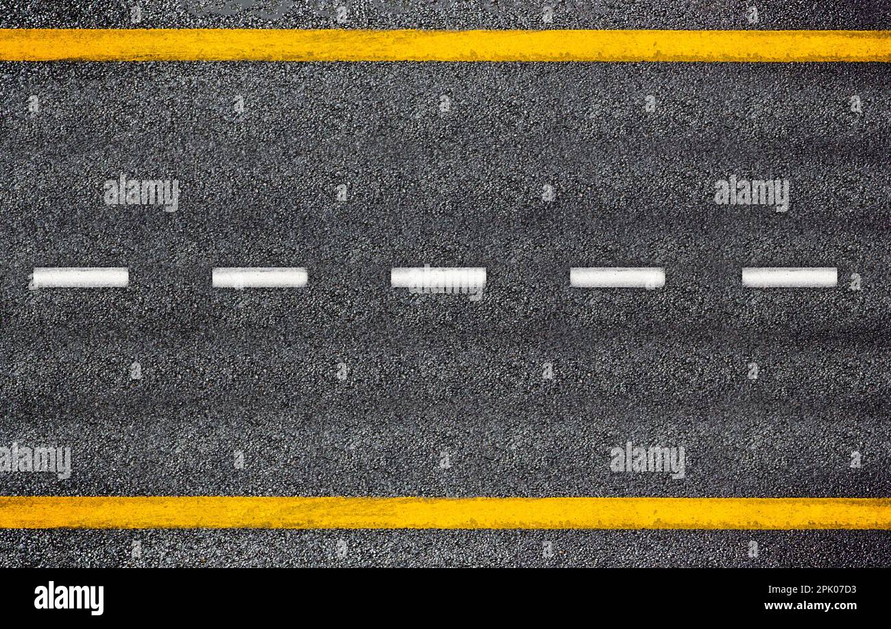 Asphalt road with marking lines top view Stock Photo - Alamy