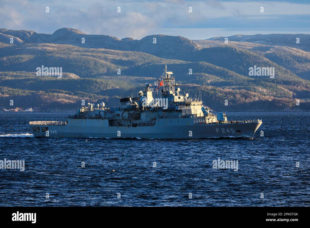 TCG Orucreis (F-245), a Turkish, Barbaros-class frigate in Norwegian ...