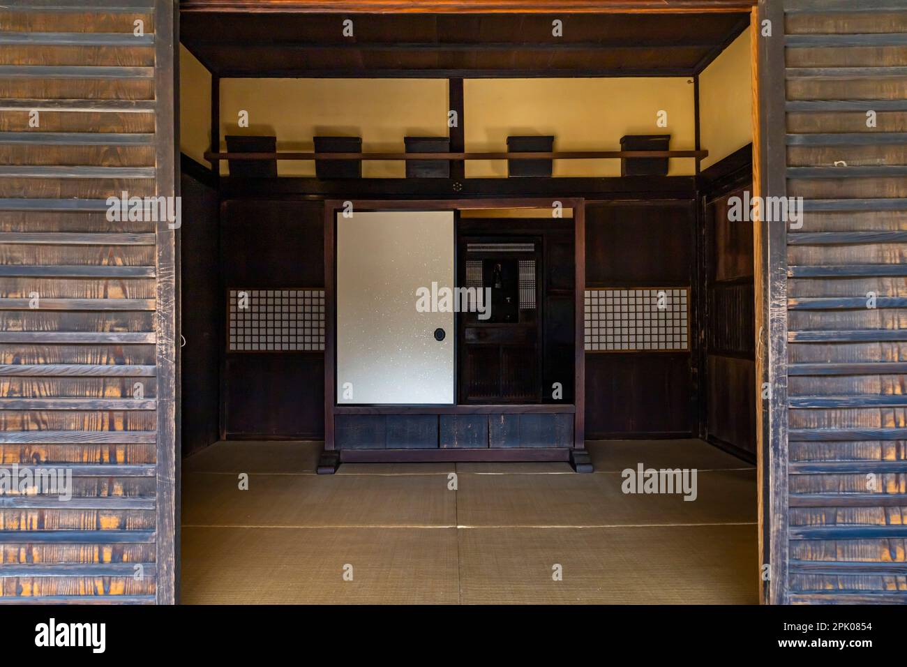 Interior of old folk house, Jidayubori park, Old farm house garden ...