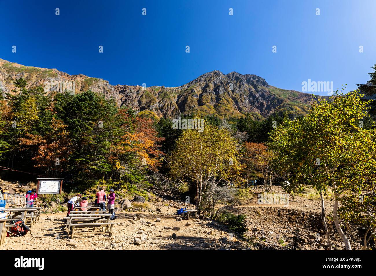 Summit of famous Mt. Akadake, from Gyojagoya(Gyoja cottage), highest ...