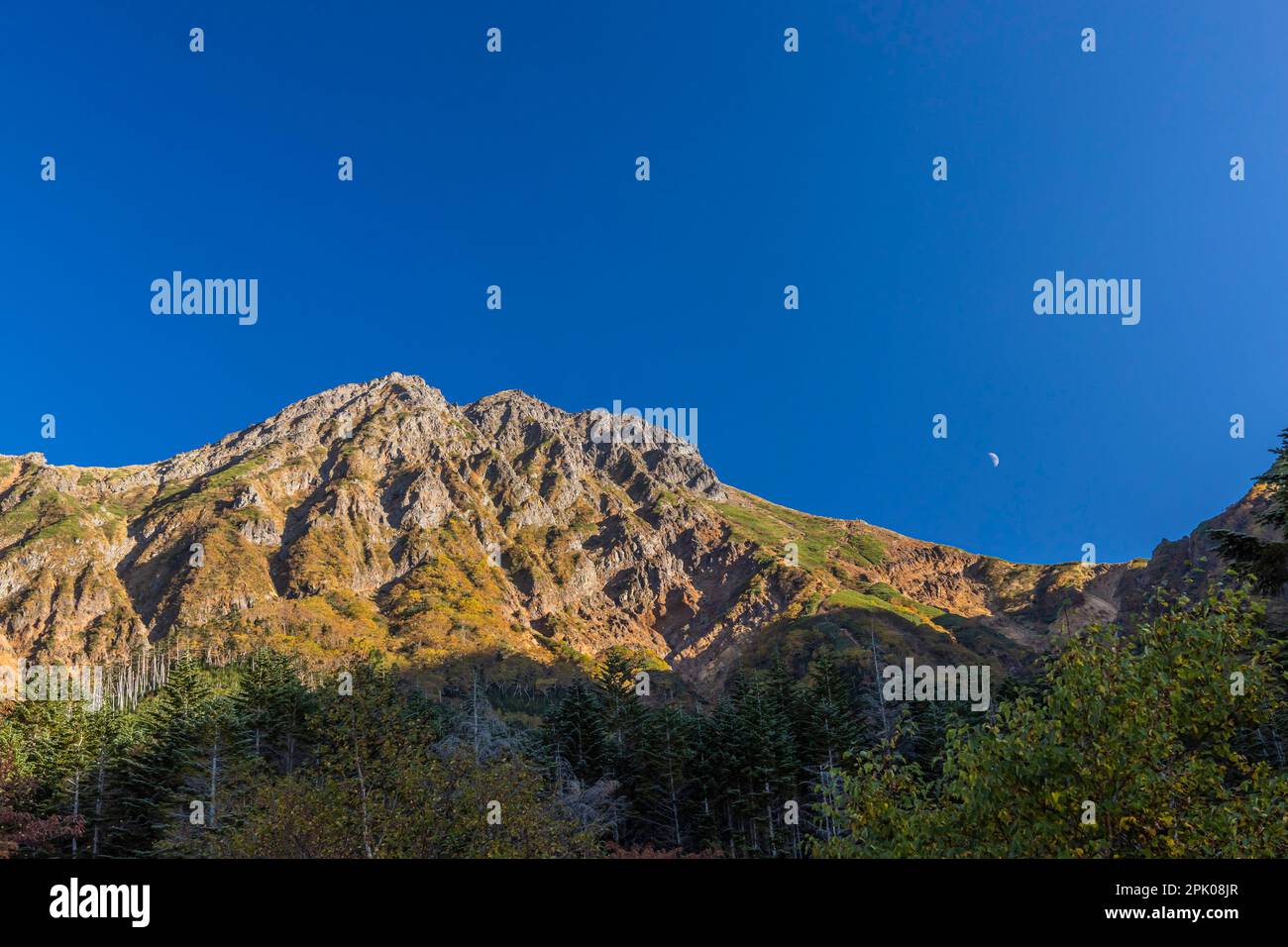 Summit of famous Mt. Akadake, from Gyojagoya(Gyoja cottage), highest ...
