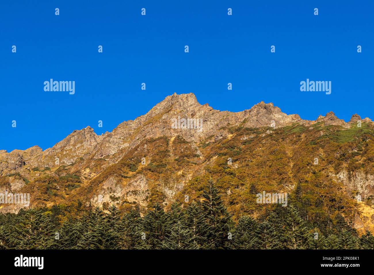 Summit of famous Mt. Yokodake, from Gyojagoya(Gyoja cottage), highest ...
