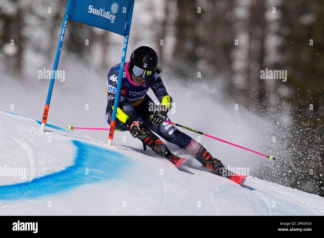 Dasha Romanov competes in the women's giant slalom ski race during the ...