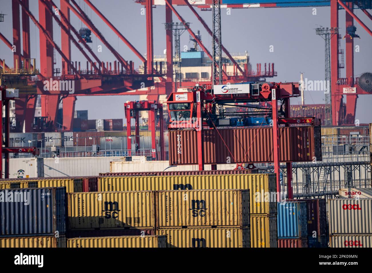 Container terminal in the seaport of Bremerhaven, Eurogate Container ...