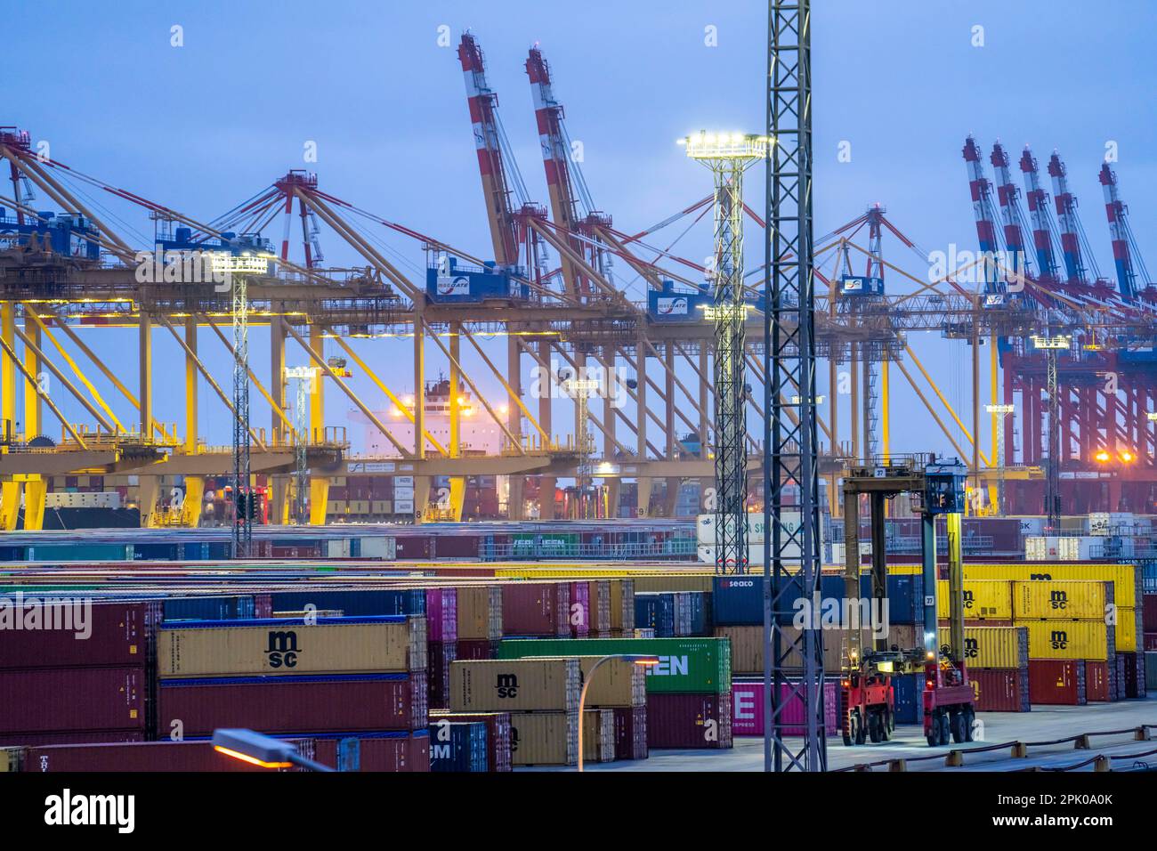 Container terminal in the seaport of Bremerhaven, Eurogate Container Terminal with almost 50 ...