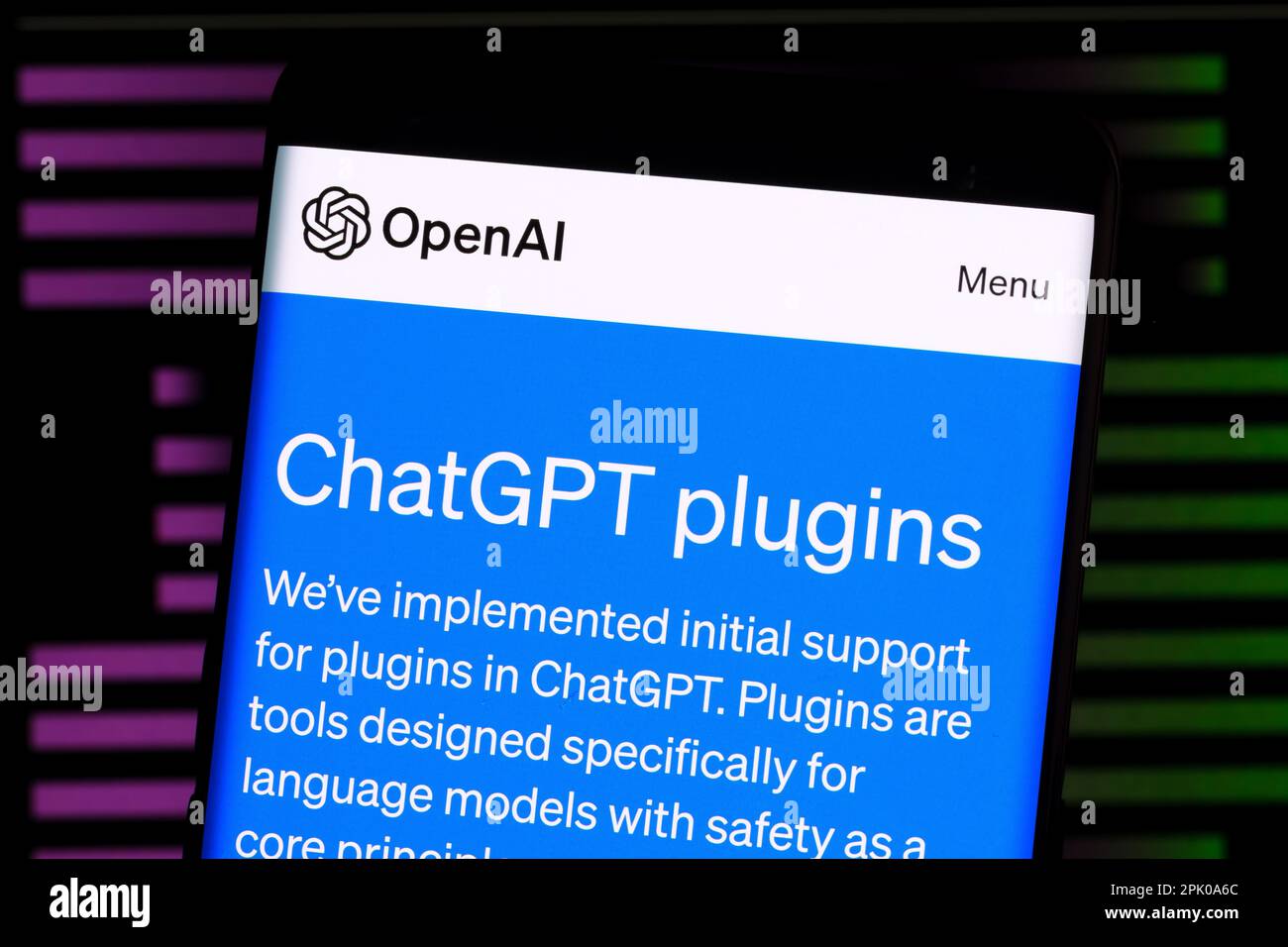 ChatGPT Plugins page seen on on OpenAI website on the screen of ...