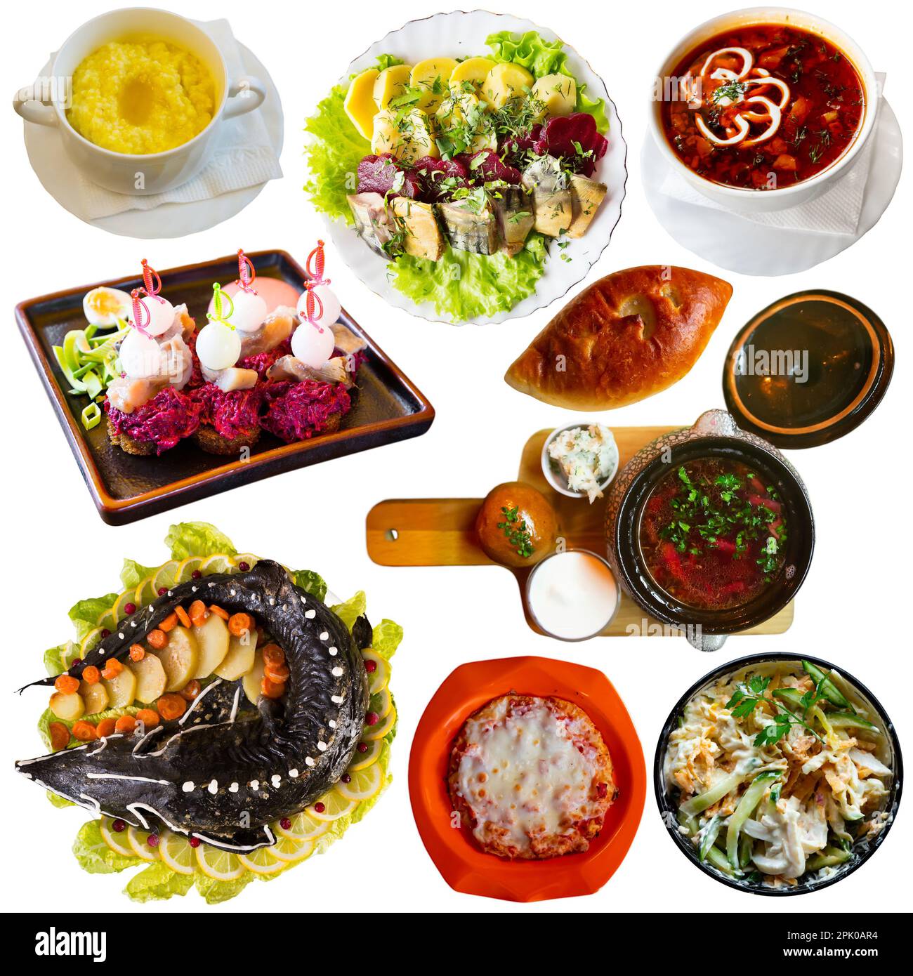 Russian cuisine traditional food dishes of pancakes hi-res stock ...