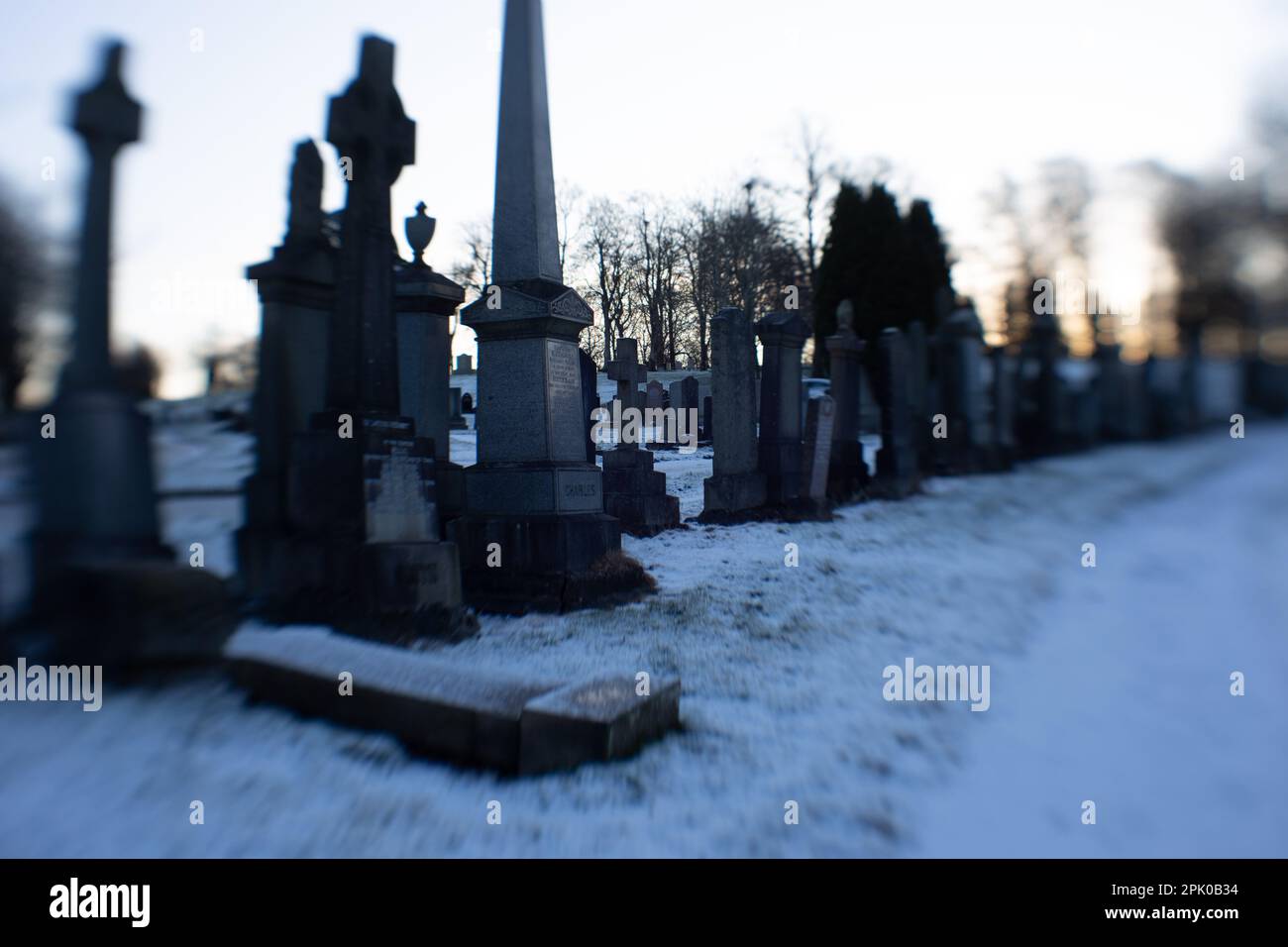 Cemetery sunrise winter Stock Photo - Alamy