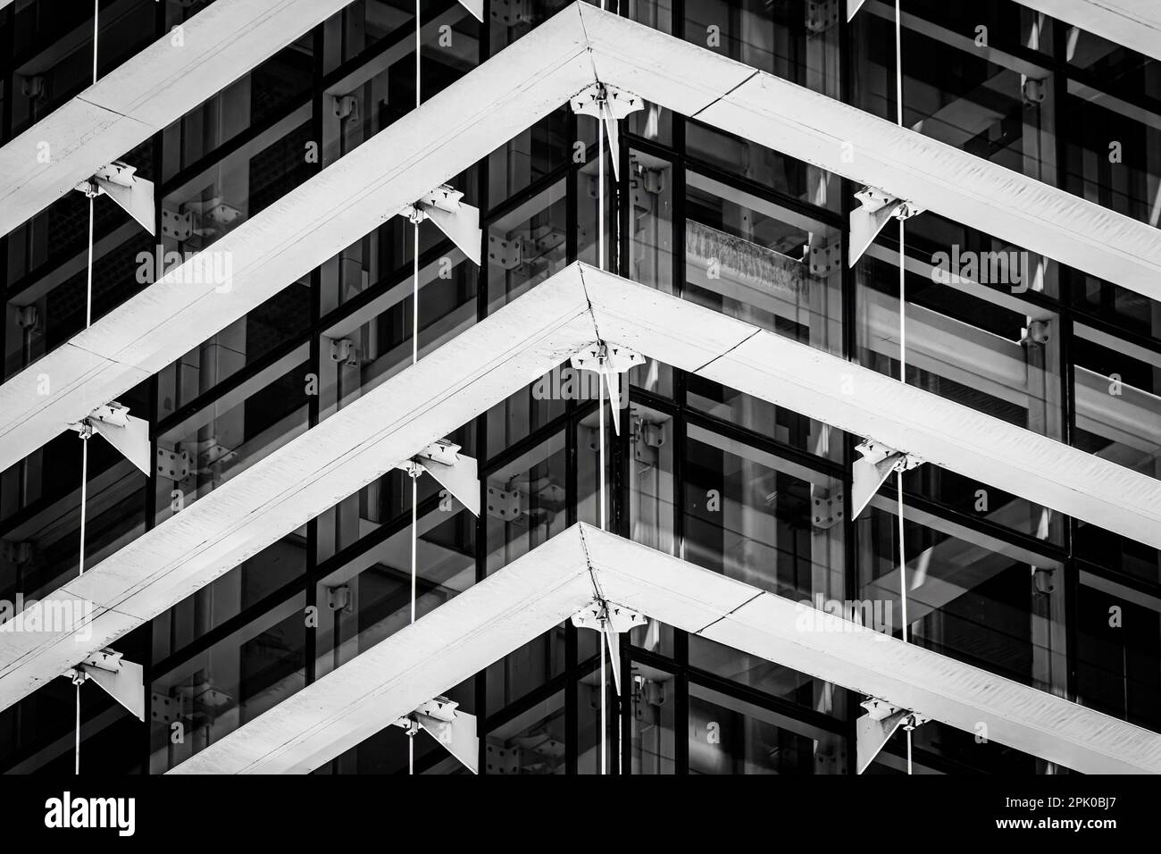 Black and white photo showing architectural details of building with ...