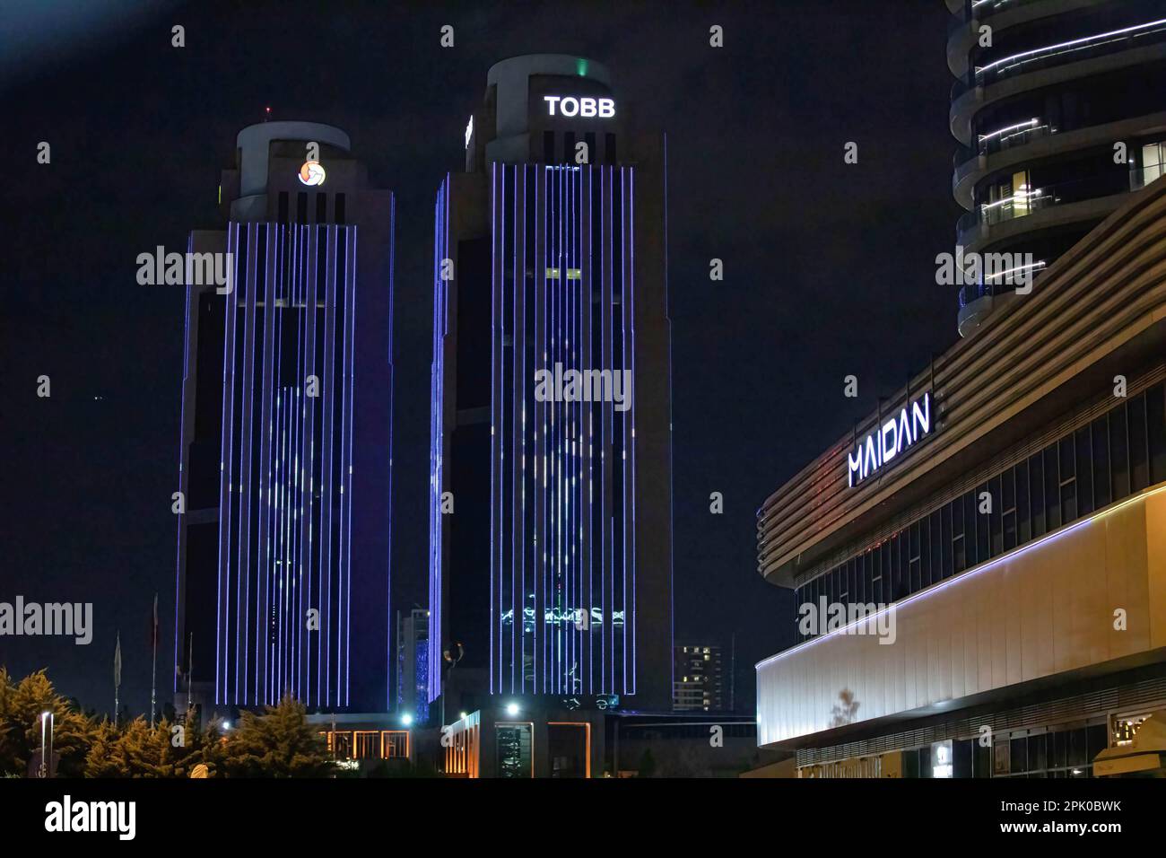Ankara, Turkey. 04th Apr, 2023. The NATO flag projected on the twin ...