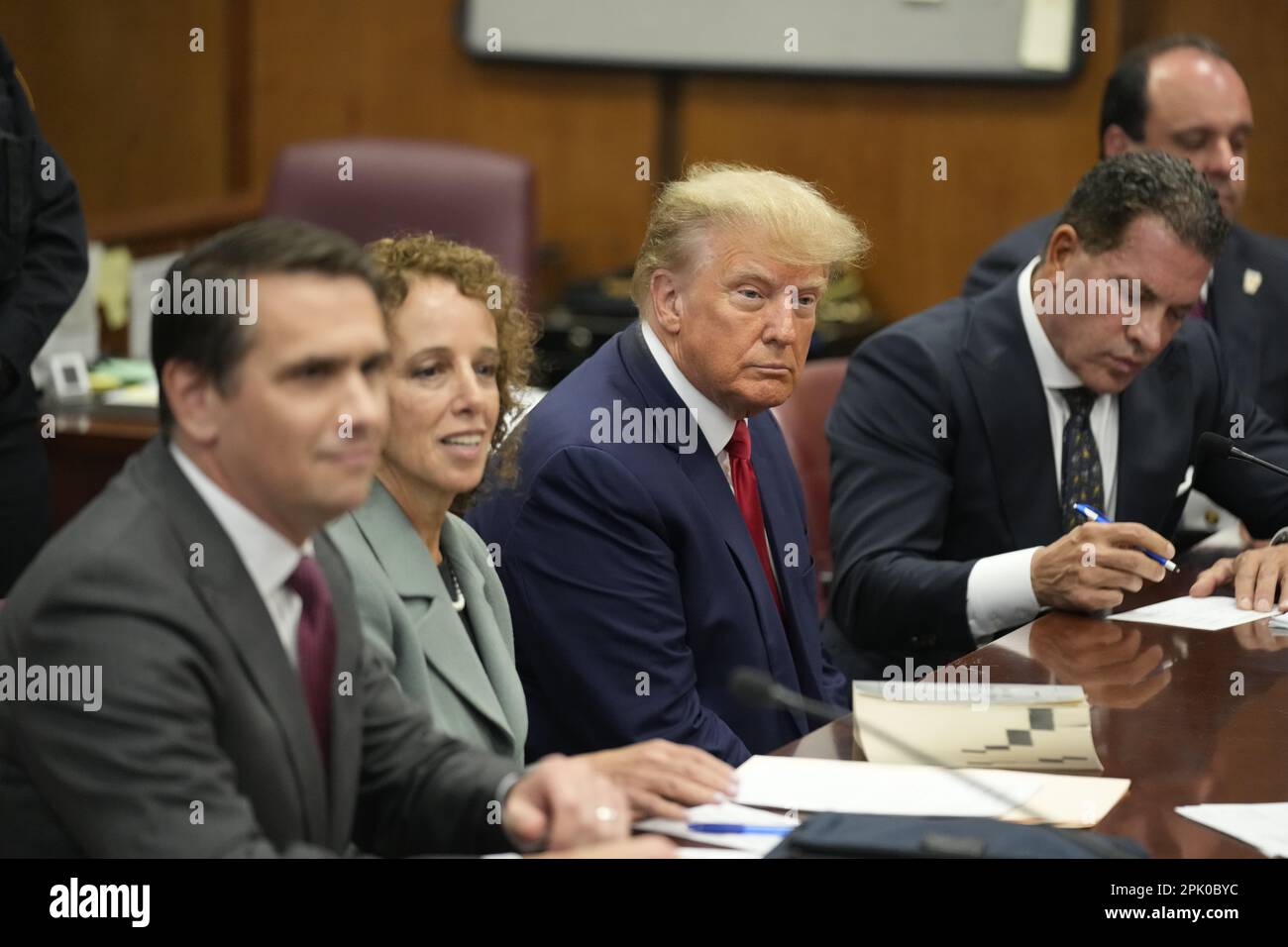 Former President Donald Trump appears in court for his arraignment ...