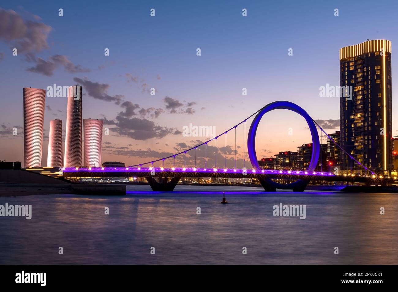 Lusail, Qatar - April 04, 2023: Plaza Tower Lusail with Arch Bridge sunset time Stock Photo - Alamy