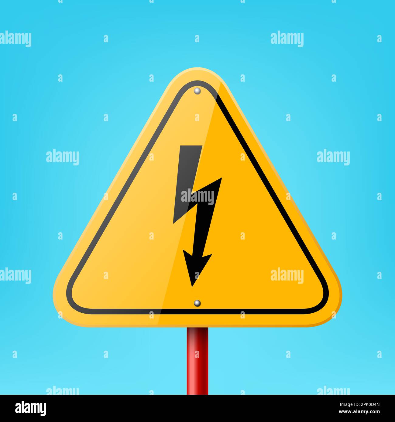 Vector Yellow Blank Triangle Road Sign Frame with Lightning Icon ...