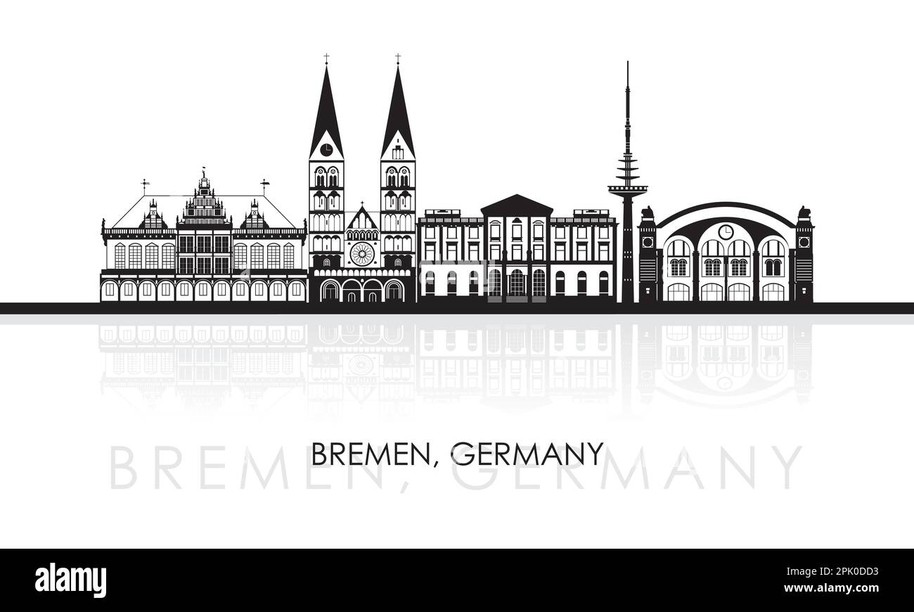 Silhouette Skyline panorama of city of Bremen, Germany - vector ...